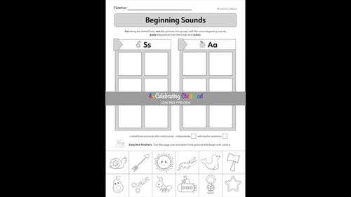 Beginning Sounds Sorting Activities l Australian Spelling A4 Paper Printing