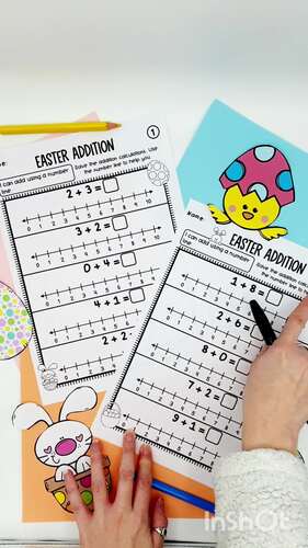 Easter Addition with a Number Line Worksheets 1st Grade Kindergarten