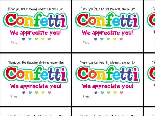 Confetti Sweets Teacher (Staff) Appreciation Gift Tag- Thank you for ...