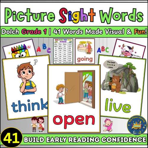 Dolch Grade 1 Sight Words with Pictures | Fun Visual Flashcards for ...