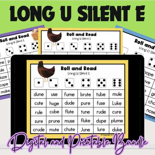 Roll & Read Long U Silent E Words & Sentences Digital + Printable ...