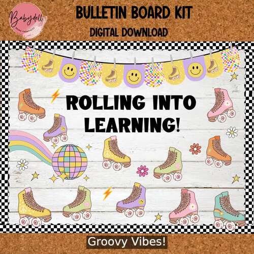 Groovy Roller Skate Bulletin Board & Door Decor | Retro Disco Back to ...
