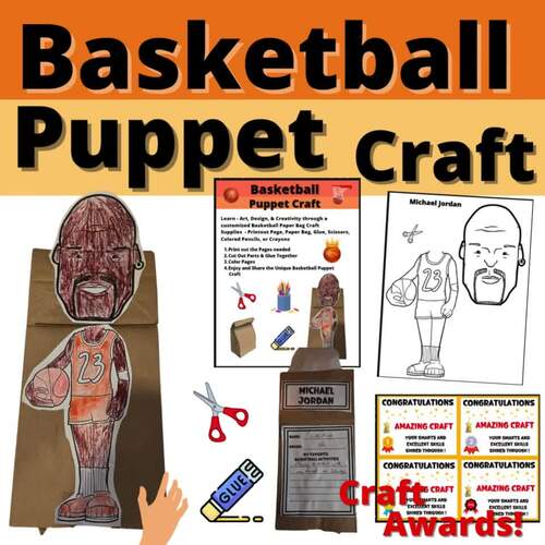 Basketball Puppet Craft Activity Michael Jordan March Activity & Bonus ...