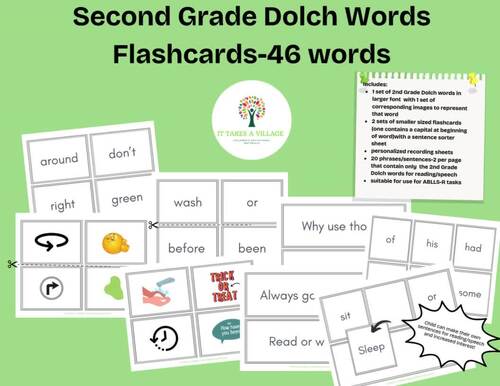 Second Grade Dolch Words Flashcards set | TPT