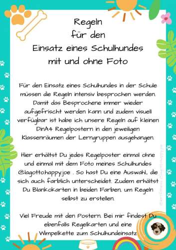 German | DaF | DAZ | therapy dog | Poster with rules for the school dog