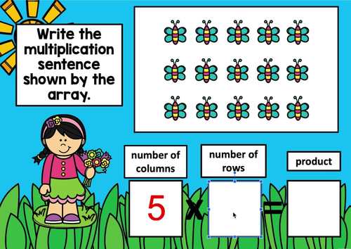 Spring Multiplication with Arrays Digital Math Activity for Google Slides