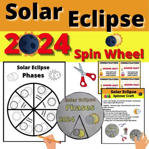 Solar Eclipse 2024 Craft Spinner Wheel Activity Resource by DadsDesigns