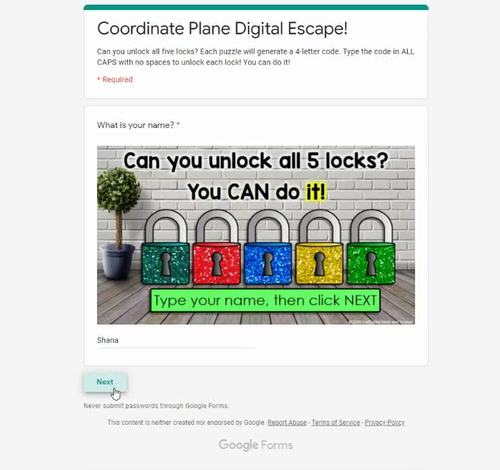 Coordinate Plane Digital Math Escape Room Activity | ALL 4 QUADRANTS