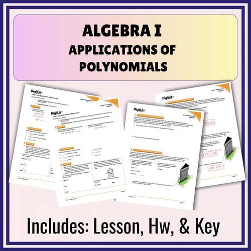 Applications of Polynomials Guided Notes, Worksheet 8th-10th Grade Algebra