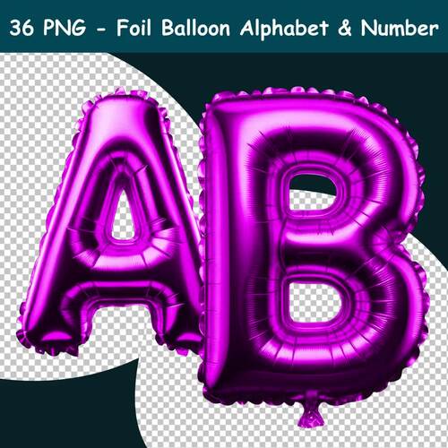 Purple Foil Balloon Alphabet Number Clipart Font Letters Headings ...