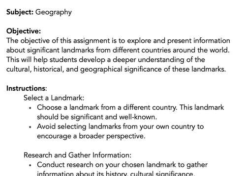 Assignment Title: Landmarks of the World by Curt's Journey | TPT