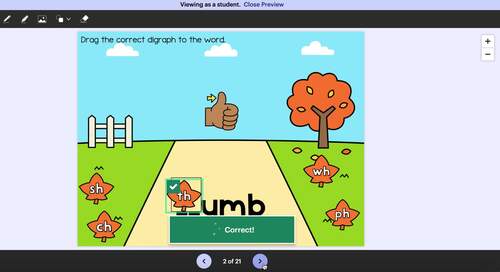 Fall Beginning Digraphs Word Building Google Slides by Prepped in Primary