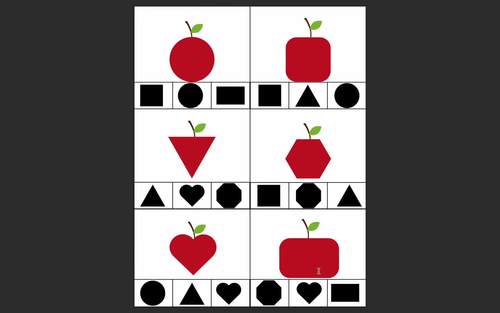 Apple Themed Shapes - Clip Card Activity for UTK, Preschool, Pre-K, and K