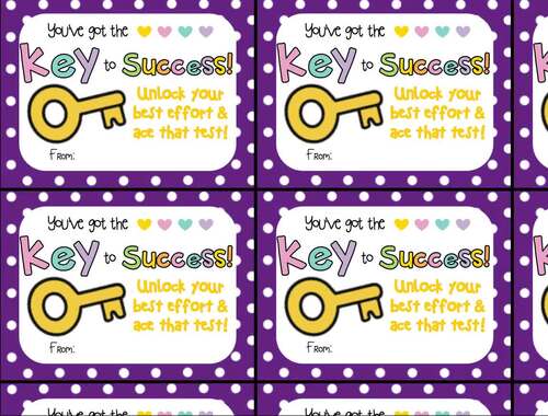 Keychain Testing Motivation Gift Tag- You've got the key to success ...