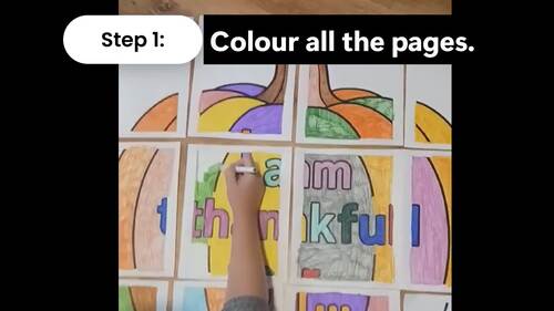 Thanksgiving Collaborative Poster (I am Thankful for...) Group Coloring ...