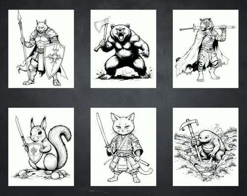 Warrior Animals: Brave and Bold Adventures Coloring Book | TPT