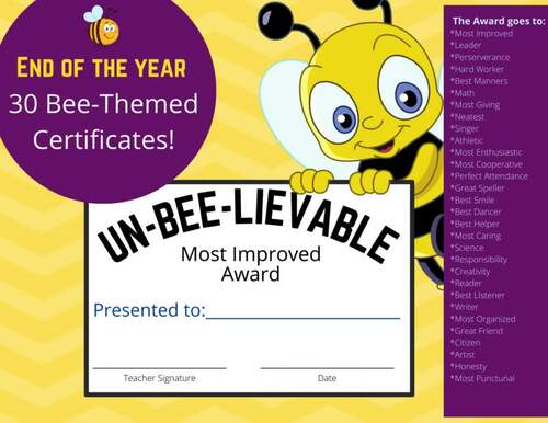 BEE-THEMED Certificates by Well-being Safety Assessments | TPT