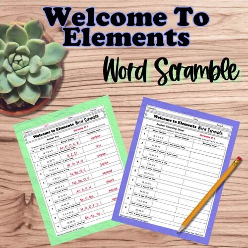 Periodic Table of Elements WORD SCRAMBLE Activity | Print & Go | TPT