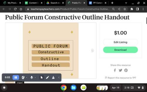 Public Forum Debate Constructive Outline Handout by The Drama GOAT