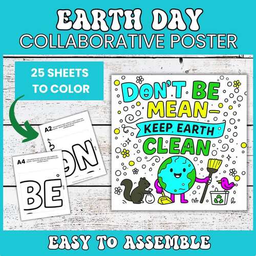 Earth Day Collaborative Poster, 25 Piece Puzzle, Low Prep Activity