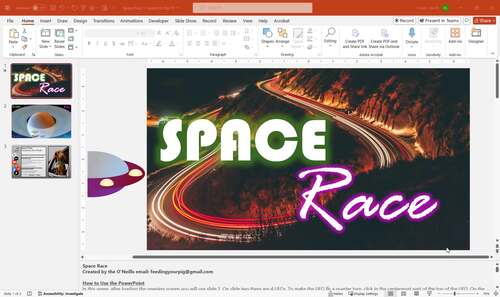 Ready to Play UFO Themed PowerPoint Game - Space Race by Be A Gameshow Host
