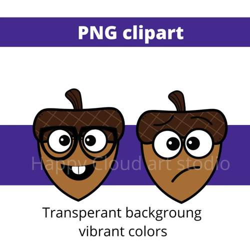 Acorn faces clipart {fall clipart} Happy cloud clipart by Happy cloud