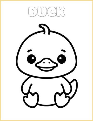 Duck Coloring Page | Farm Animal Worksheet | Printable PDF Poster for ...