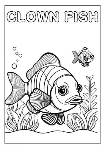 cute Clown Fish Printable Cute coloring sheet,Kids,illustration,Prek, page