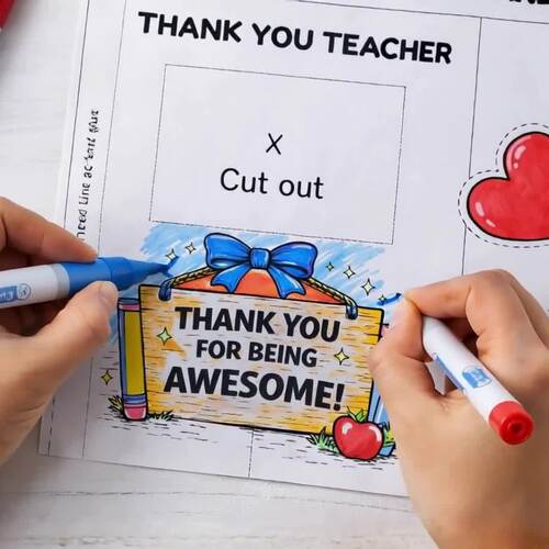 Teacher Appreciation Pop-Up Standee Coloring Crafts, DIY Thank You Gift ...