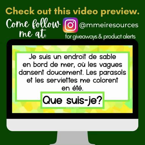 French Summer Guessing Game | Que suis-je? | L'été | Trivia Relay Game