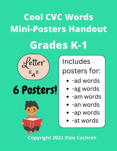 Cool CVC Words Mini-Posters/Handouts for Letter "a" (Grades K-1)