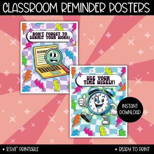 Retro Charge Chromebook Classroom Reminder Rules Poster, Groovy ...