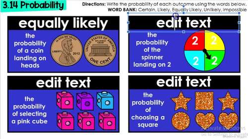 SOL 3.14 Data Probability Assessments - Google Slides - Distance Learning