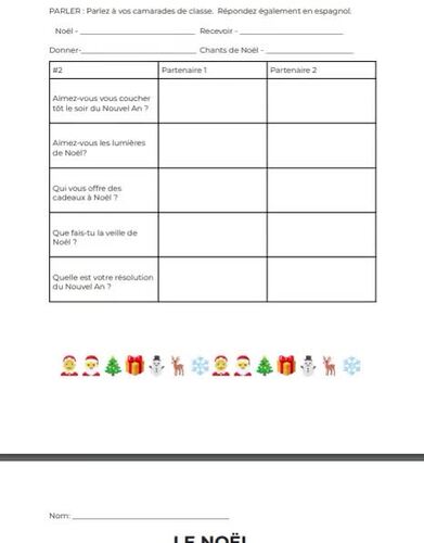 Le Noël - French Christmas Interpersonal Speaking Practice w/5 versions