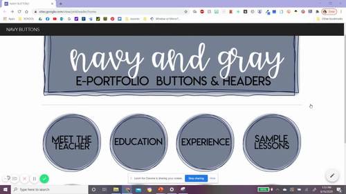 NAVY & GRAY AND BLACK & WHITE E-PORTFOLIO HEADERS AND BUTTONS | TPT