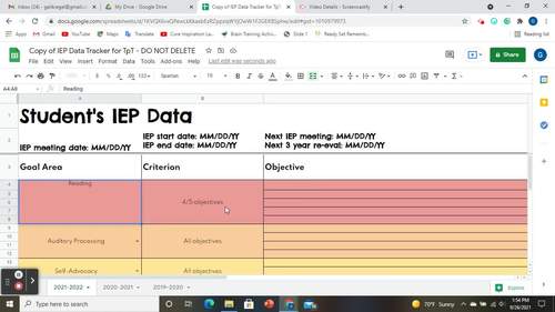 IEP Data Tracker for Google Sheets by The Tote Bag Teacher | TPT
