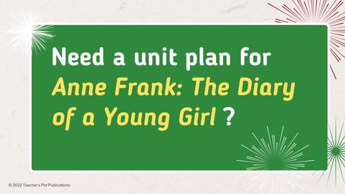 Anne Frank Diary of a Young Girl LitPlan Novel Study Unit, Activities ...