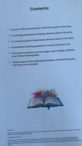 Complete high school level ELA lesson on Johnny Cash's "A Boy Named Sue"