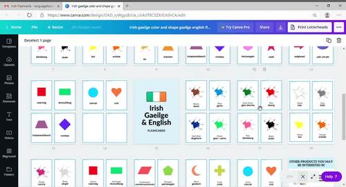 Colors Irish Gaeilge Flashcards | Shapes Irish Gaeilge flashcards