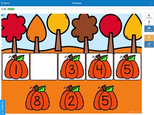 Missing Numbers 1-10 Pumpkins Boom Cards for Fall Distance Learning