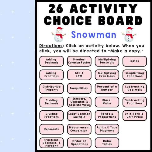 5th 6th 7th Grade | Christmas Snowman Activity Digital Math Mystery ...