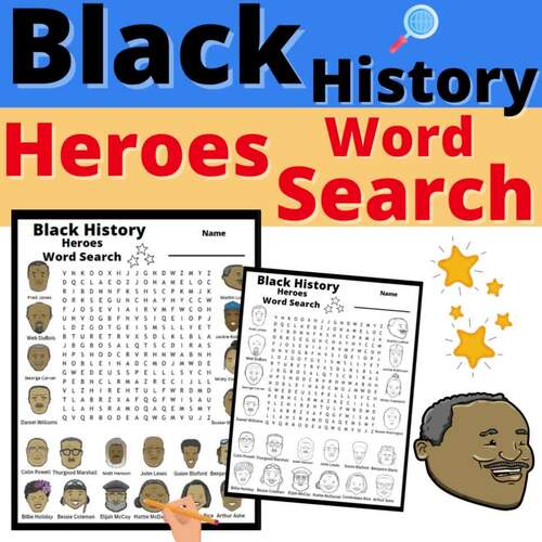 Black History Word Search Heroes Puzzle Activity Month No Prep | TPT