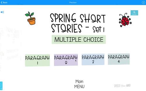 Spring Short Stories Boom Cards™ Set #1 | Spring Wh Questions Comprehension