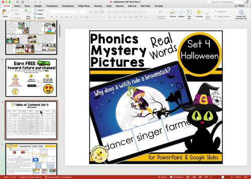 UFLI aligned Halloween Digital Phonics Mystery Pictures - Real Words Set 4