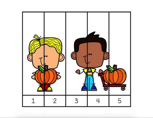 Pre-K, Kindergarten Fall Number Recognition Puzzles by A Sparkly Classroom