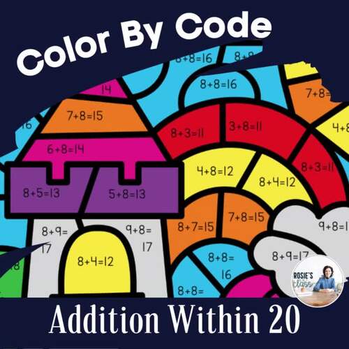Color By Number Addition Within 20 Worksheets To Build Math Fact Fluency