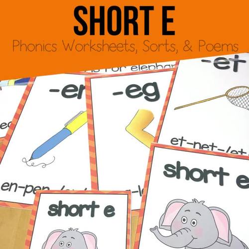 Short Vowel e Sorts, Worksheets┃Phonics Sorts, Worksheets & Posters