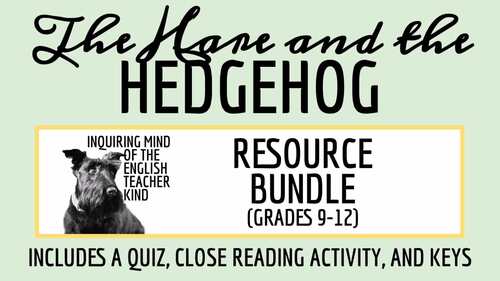 Grimm's "The Hare and the Hedgehog" Quiz and Close Reading Worksheet ...