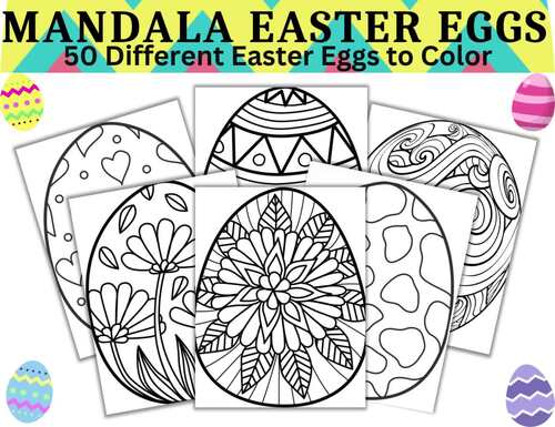 Easter Eggs Mandala Style Coloring Pages – 50 Detailed Printable Designs