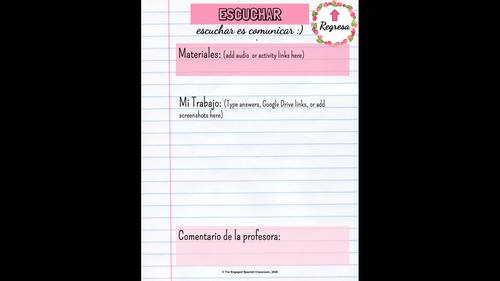 Editable Digital Interactive Notebook Template for Spanish Class | Pink ...
